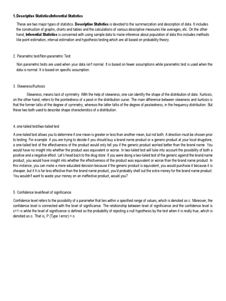 Descriptive Statistics/Inferential Statistics | PDF | Statistical ...