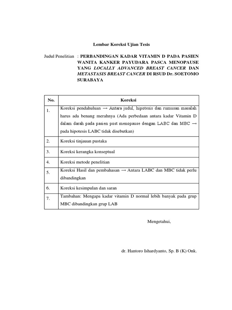 Lembar Koreksi Proposal Penelitian DR - Asi | PDF