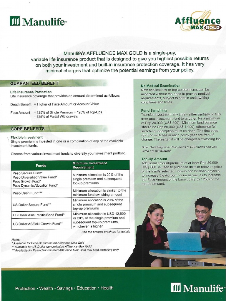 Product Brochure Manulife Affluence Max Gold PDF | PDF