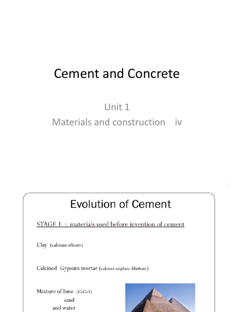 Unit 1 Cement and Concrete | PDF | Concrete | Cement
