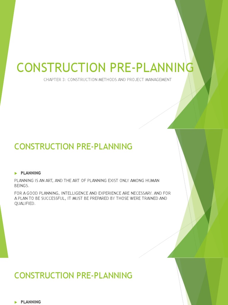 Construction Pre-Planning: Chapter 3: Construction Methods and Project ...