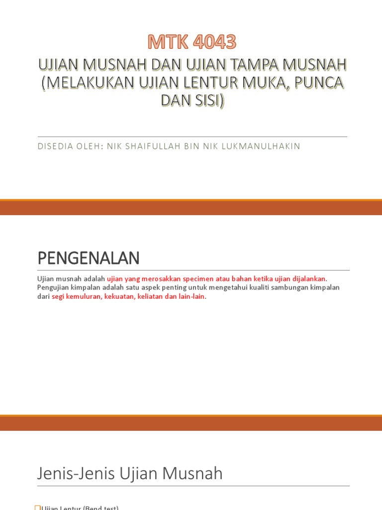 Ujian Musnah Dan Ujian Tampa Musnah | PDF