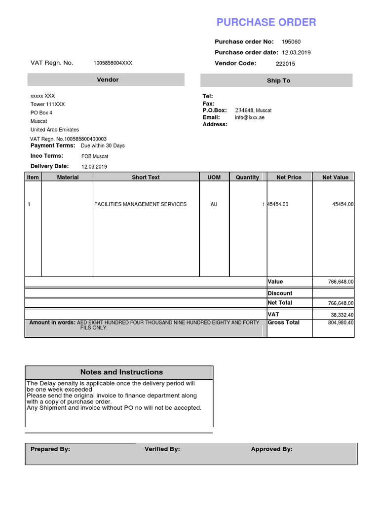 Sample-Purchase Order Format | PDF