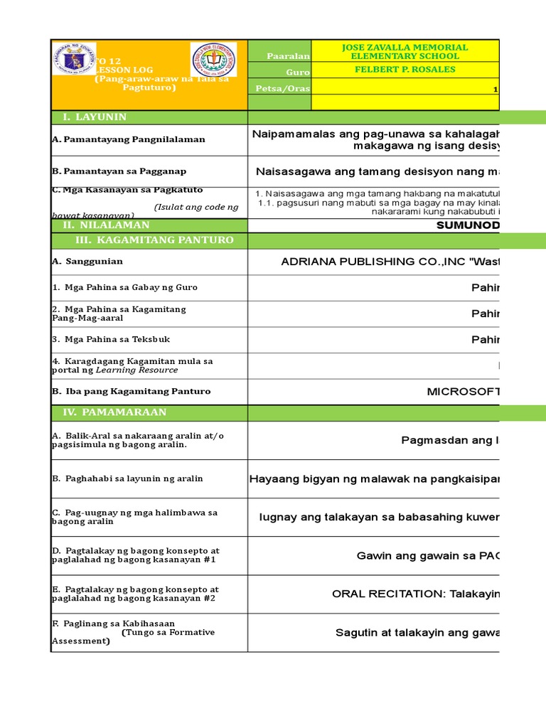 Esp Daily Lesson Log | PDF