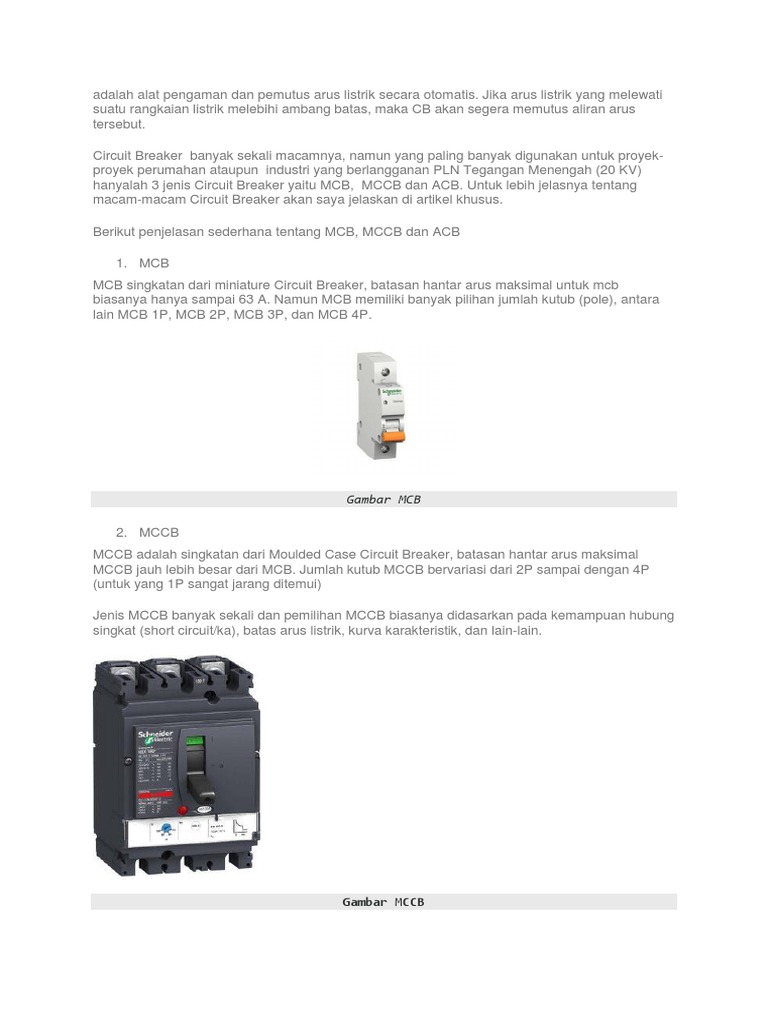 Jenis-jenis Circuit Breaker dan Cara Menentukan Ampere CB yang Sesuai | PDF