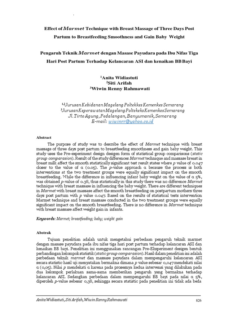 Marmet Technique's Impact on Breastfeeding | PDF | Female Mammals ...