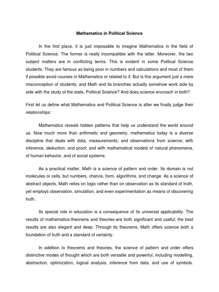 Mathematics in Political Science | Download Free PDF | Teaching ...