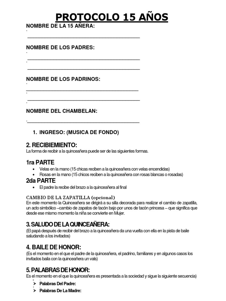 Protocolo de 15 Añera | PDF