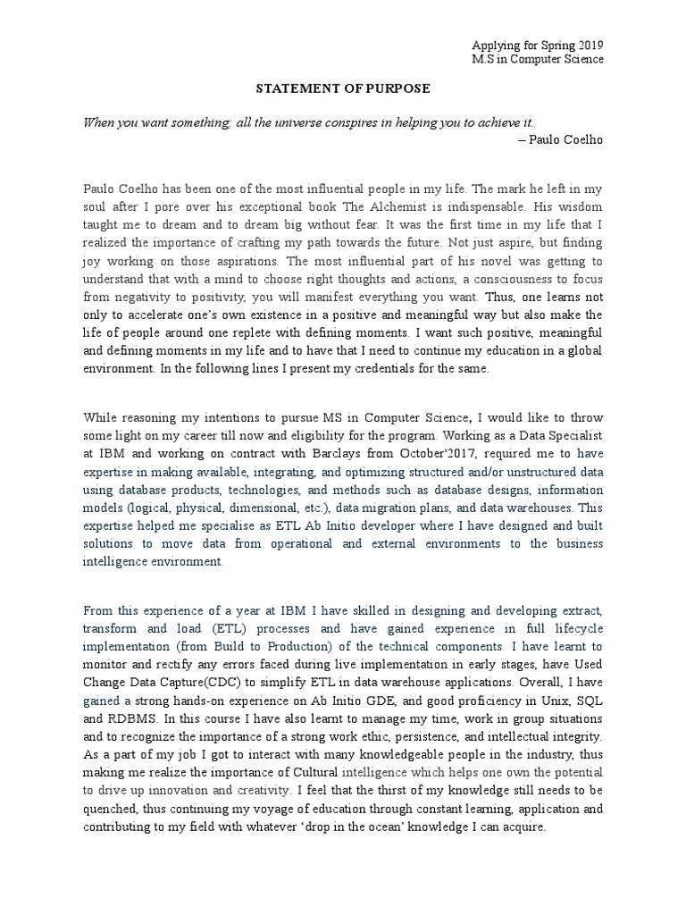 Statement of Purpose11 | PDF | Computer Science | Analytics