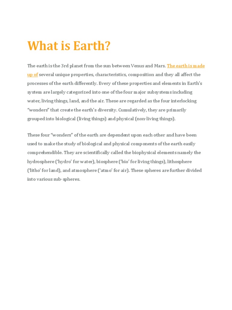 The 4 Subsystem of Earth | PDF | Earth | Atmosphere Of Earth