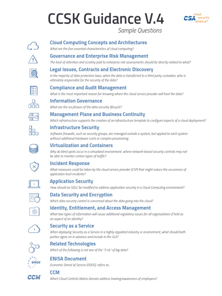 CCSK v4 Sample Questions | PDF