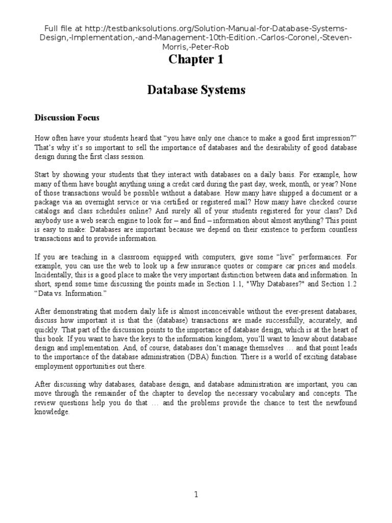 Solution Manual For Database Systems Design Implementation and ... Solution Manual For Database Systems Design Implementation and ...