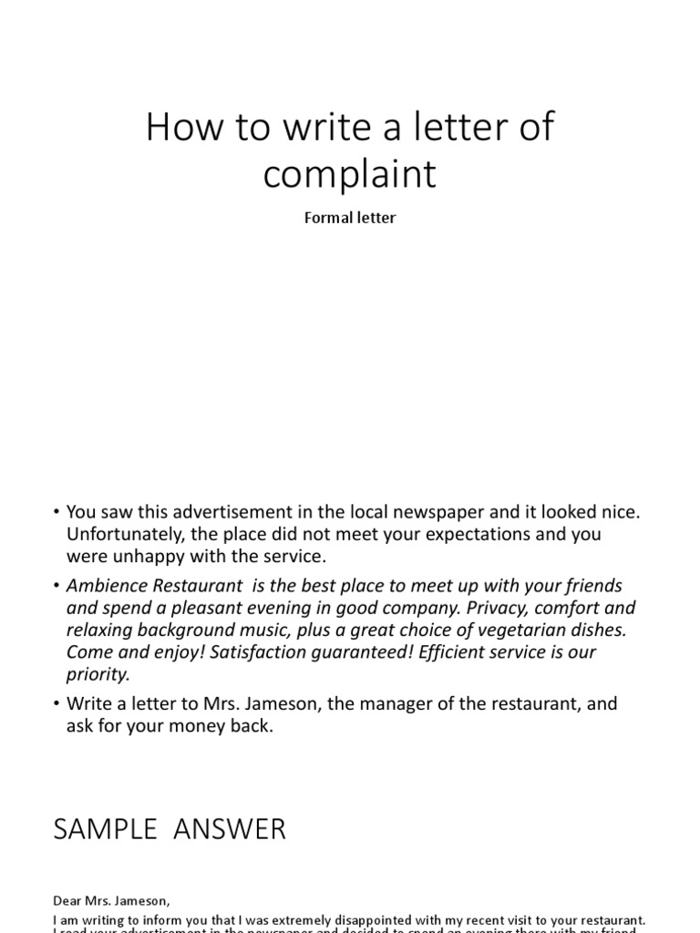How To Write A Letter of Complaint | PDF