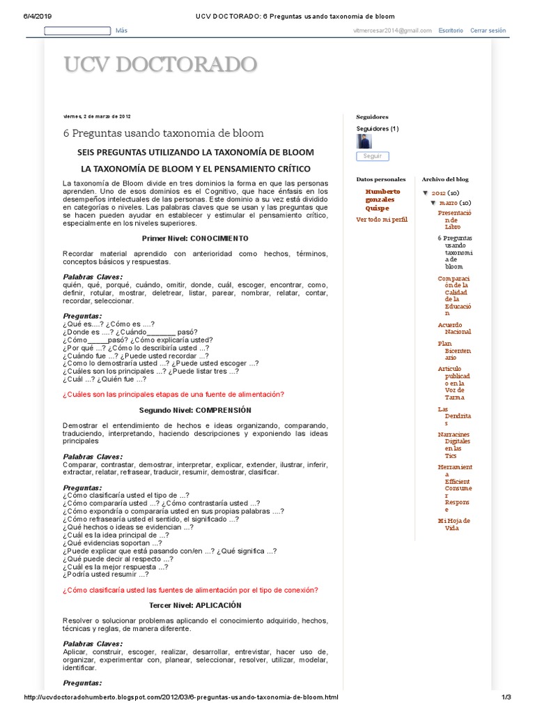 Preguntas con Taxonomía de Bloom | PDF | Taxonomía (biología) | Compilador