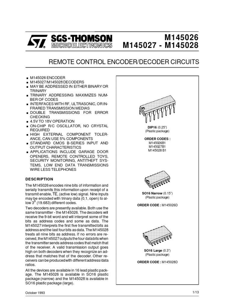 Remote Control Circuit Guide | PDF | Bit | Data Transmission