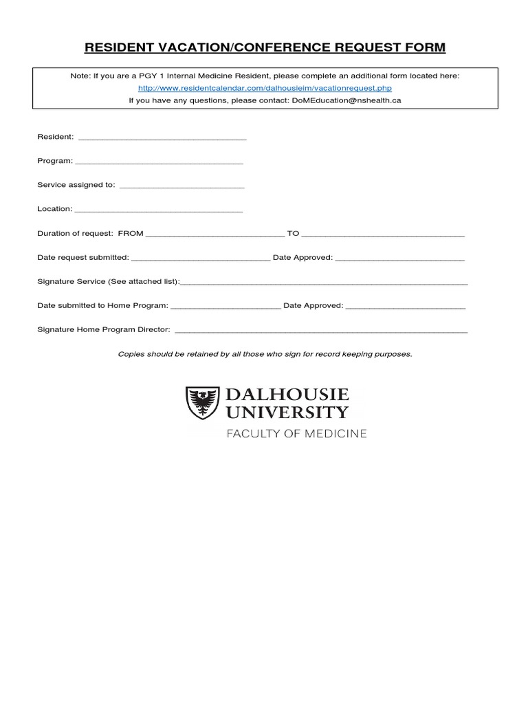 Resident Vacation Form | PDF