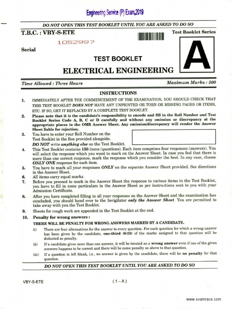 IES Sample Paper | PDF | Inductance | Inductor