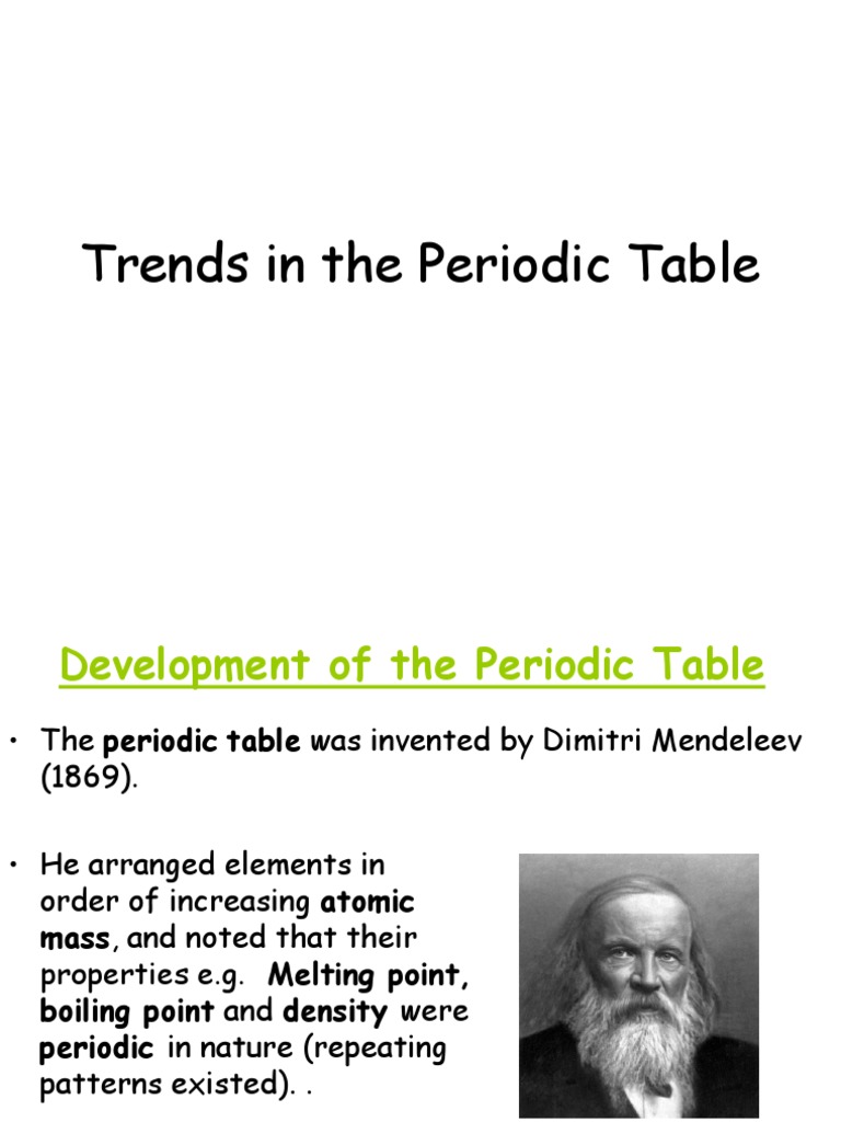 Trends in The Periodic Table | PDF | Periodic Table | Covalent Bond