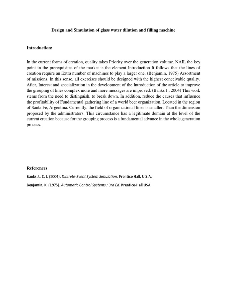 Design and Simulation of Glass Water Dilution and Filling Machine | PDF ...