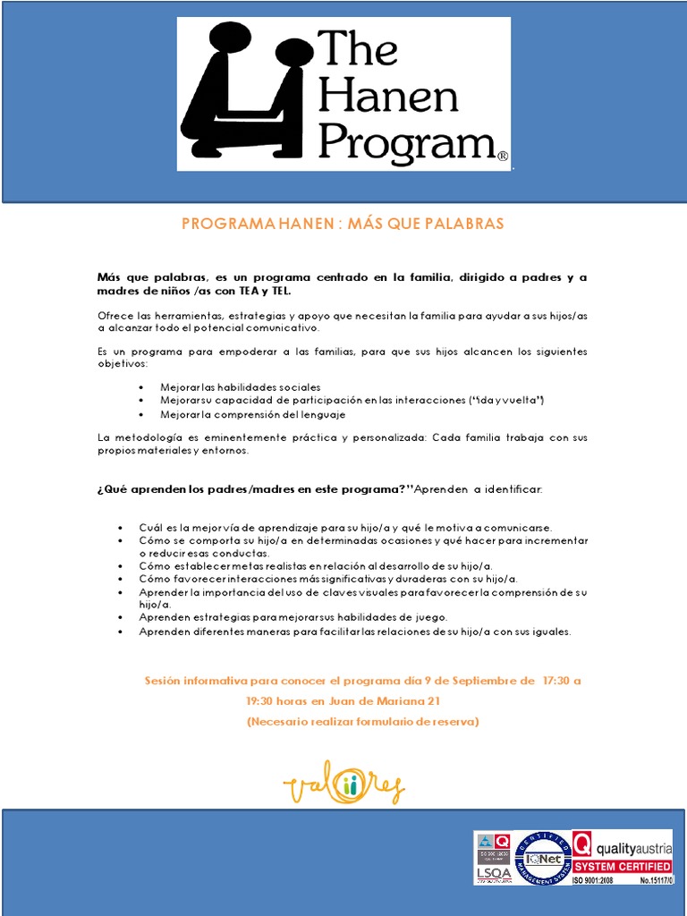 Cartel Programa Hanen | PDF | Evaluación neuropsicológica | Aprendizaje
