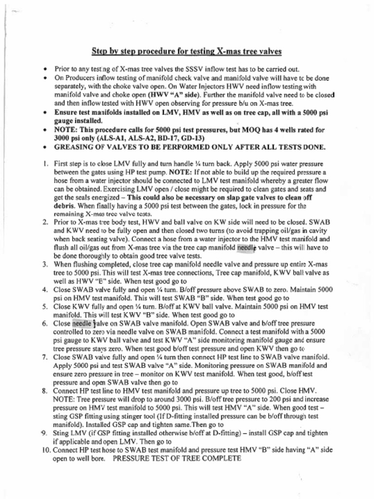 Step by Step For Testing X-Mas Tree Valves | PDF