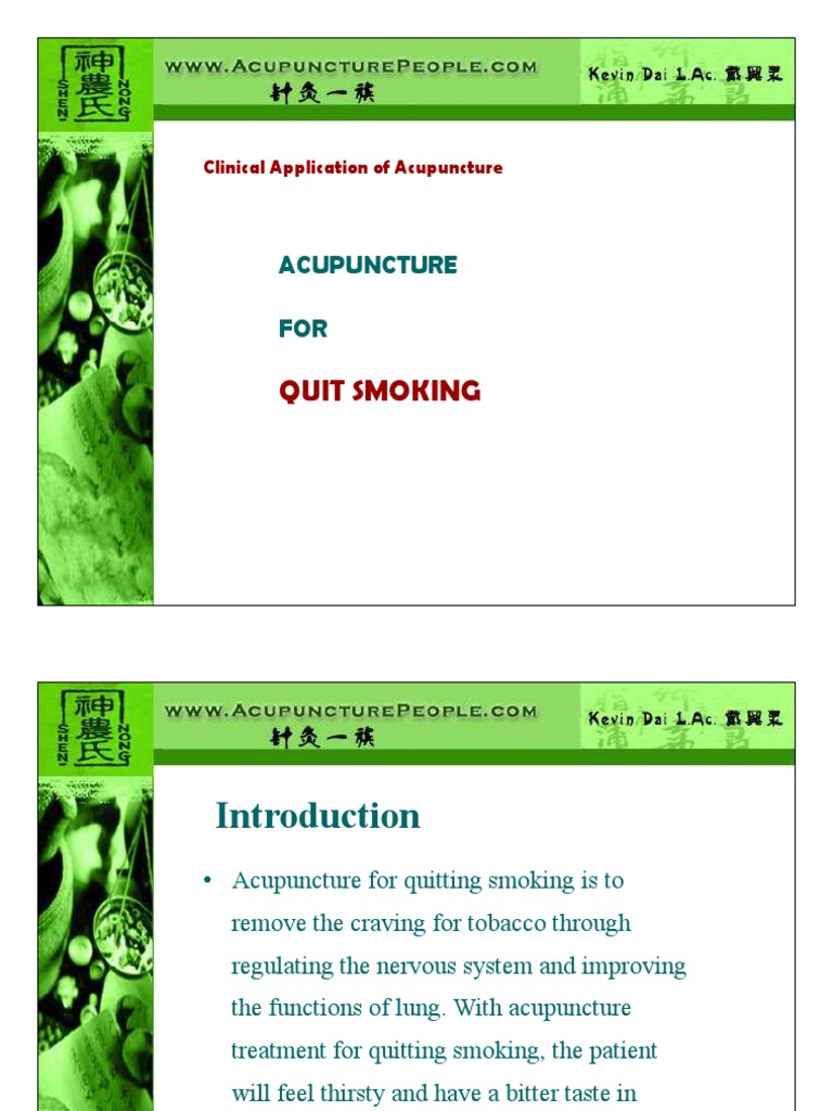 Acupuncture For Quit Smoking | PDF | Smoking Cessation | Acupuncture