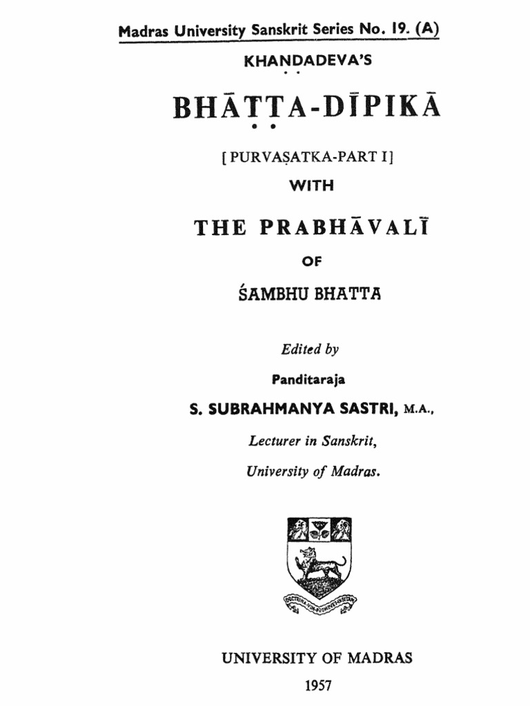 Bhatta Dipika Vol 1 | PDF