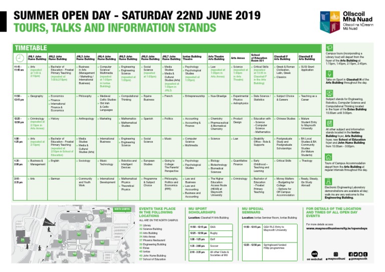 Timetable: Tours, Talks and Information Stands | PDF | Science | Academia
