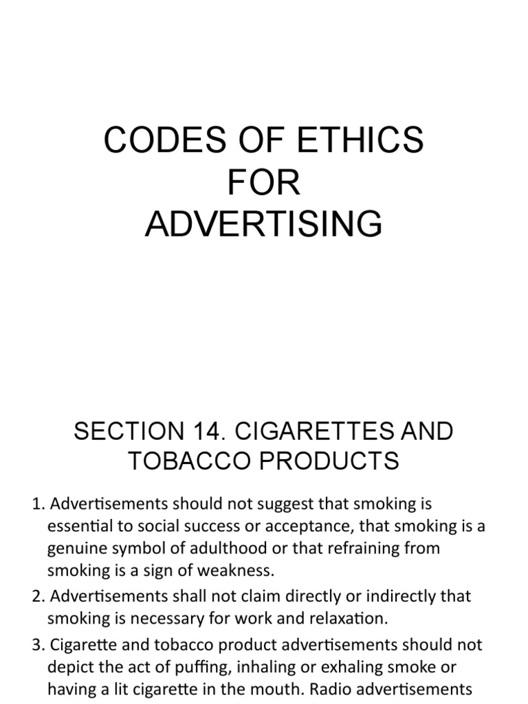 Tobacco Advertising Ethics Guidelines | PDF