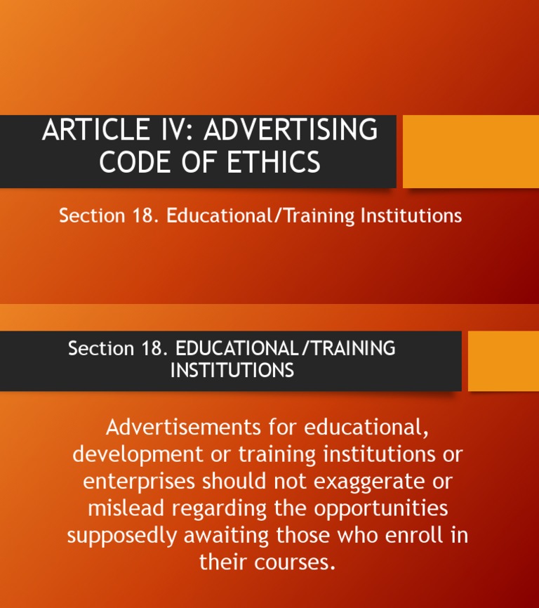 Advertising Ethics for Educational Institutions | PDF