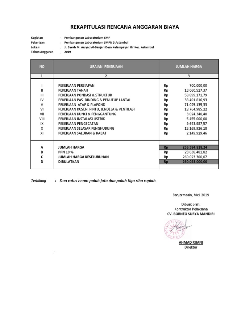 Rekap RAB Penawaran SMP Ulang | PDF