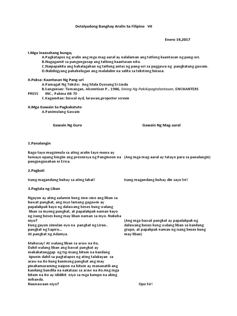 Kaantasan NG Pang Uri Lesson Plan | PDF