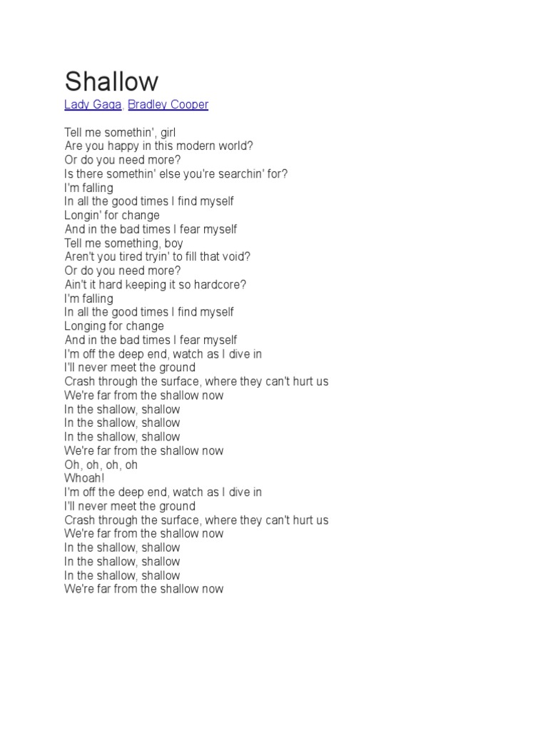 Shallow: Lady Gaga Bradley Cooper | PDF