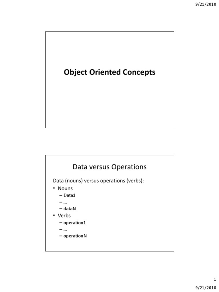 Object Oriented Concepts Data Versus Operations Pdf Inheritance Object Oriented