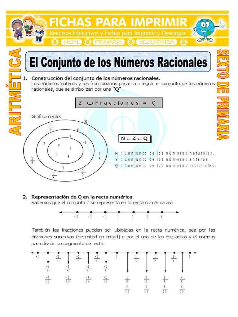 Conjunto de Los Números Racionales para Sexto de Primaria | PDF ...