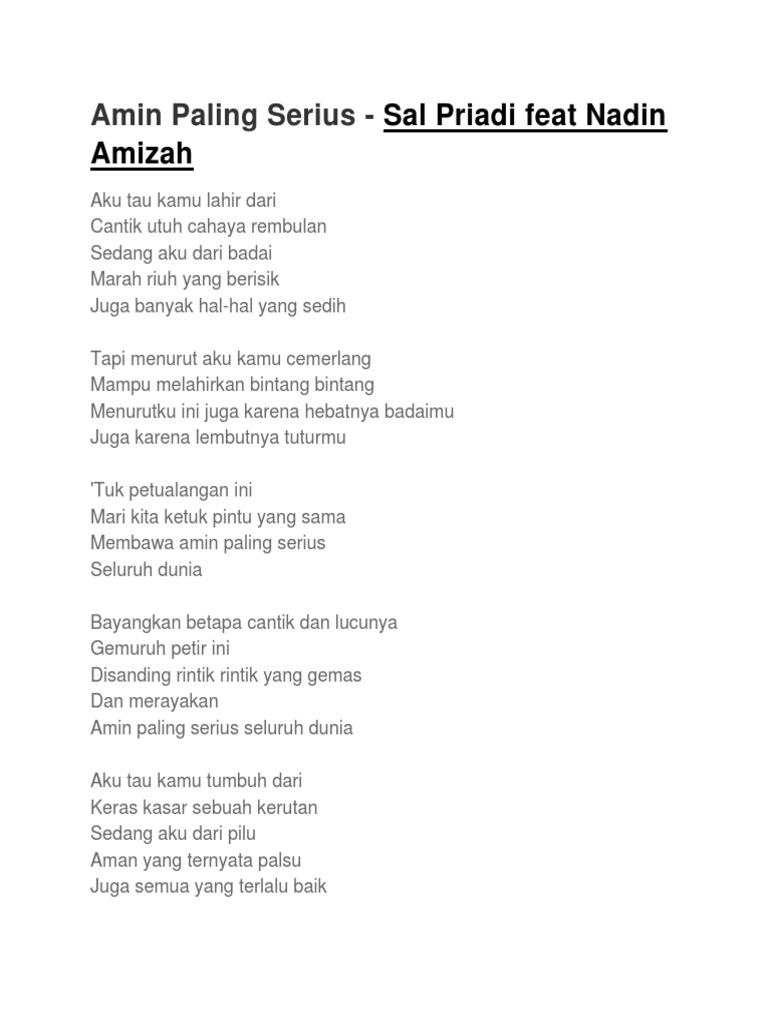 Lirik - Amin Paling Serius | PDF