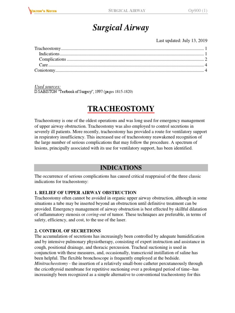 Op900. Tracheostomy, Coniotomy | PDF | Surgery | Surgical Specialties