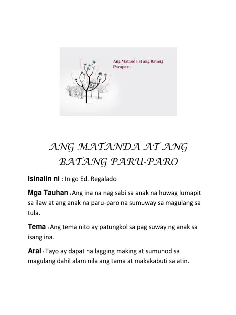 Ang Matanda at Ang Batang Paru | PDF