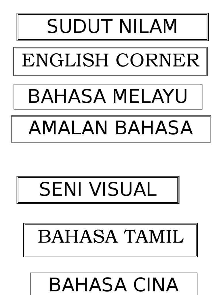 Label Kelas/SUDUT - NILAM DLL SATU | PDF