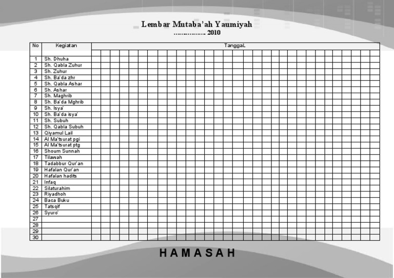 Lembar Mutabaah Harian | PDF
