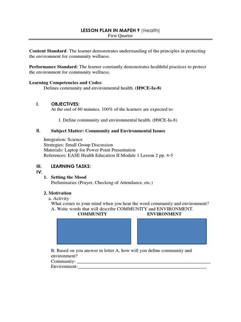 Community and EI H9CE-Ia-8 | PDF | Learning | Teachers