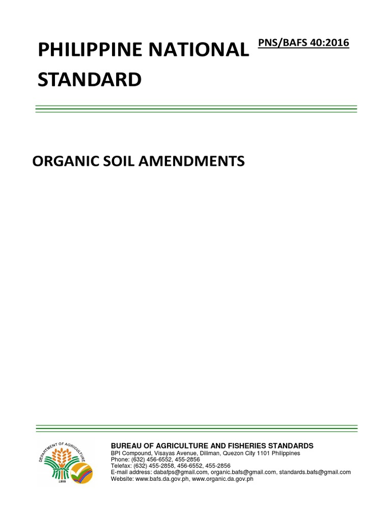 PNS Organic Soil Amendments PNS BAFS 40 2016 PDF | Download Free PDF ...
