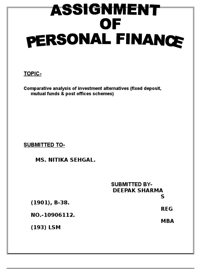 Personal Finance Assignment | PDF