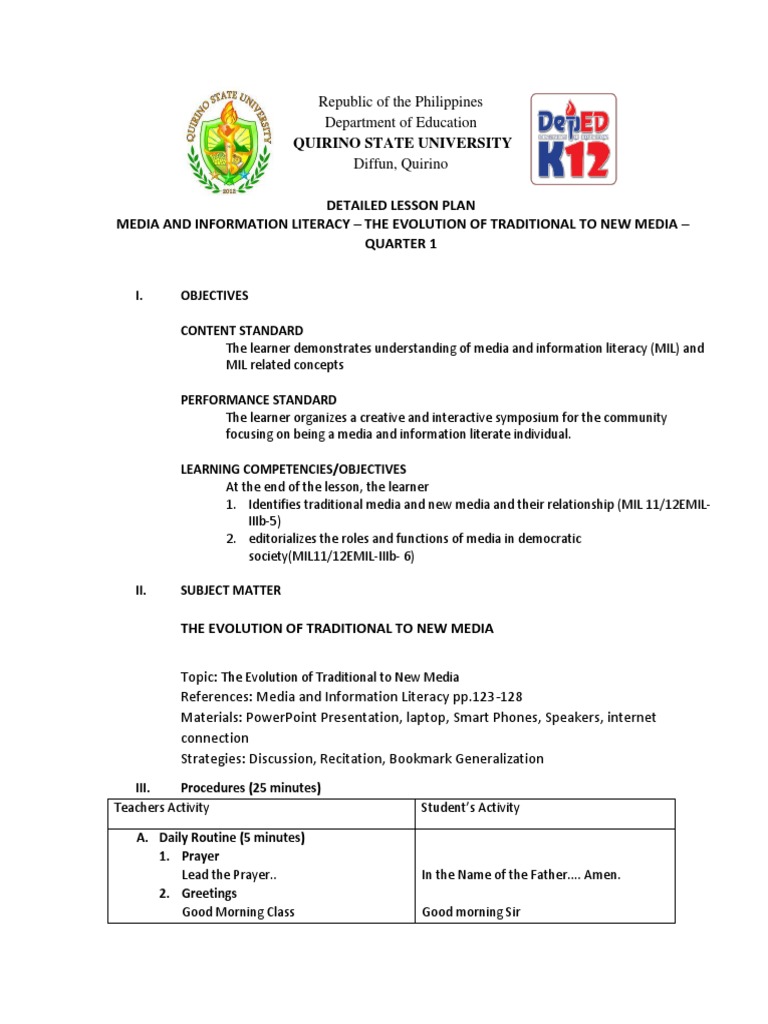 Detailed Lesson Plan-QSU | PDF | New Media | Mass Media