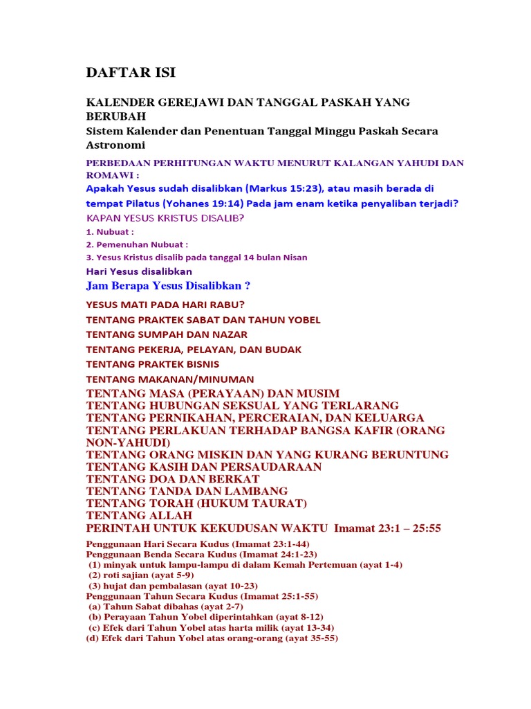 Kalender Gerejawi Dan Tanggal Paskah Yang Berubah | PDF