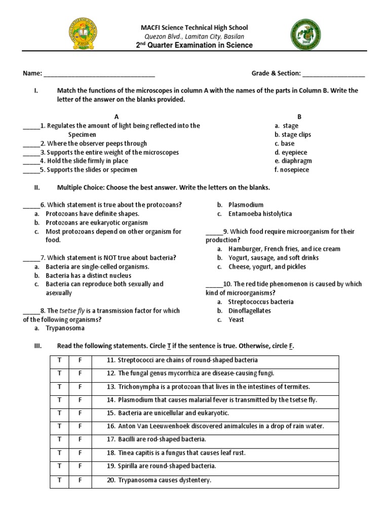 Grade 7 2nd Quarter, Science | PDF | Bacteria | Protozoa