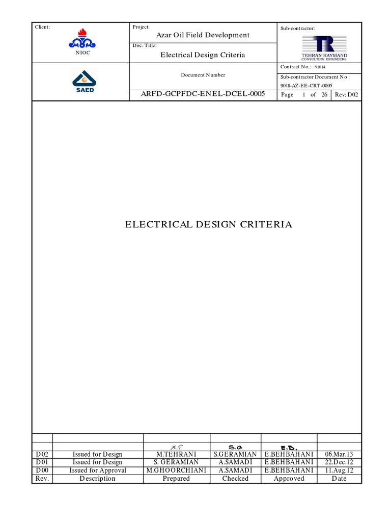 Arfd GCPFDC Enel Dcel 0005 d02 (Elec Design Criteriam) | PDF ...