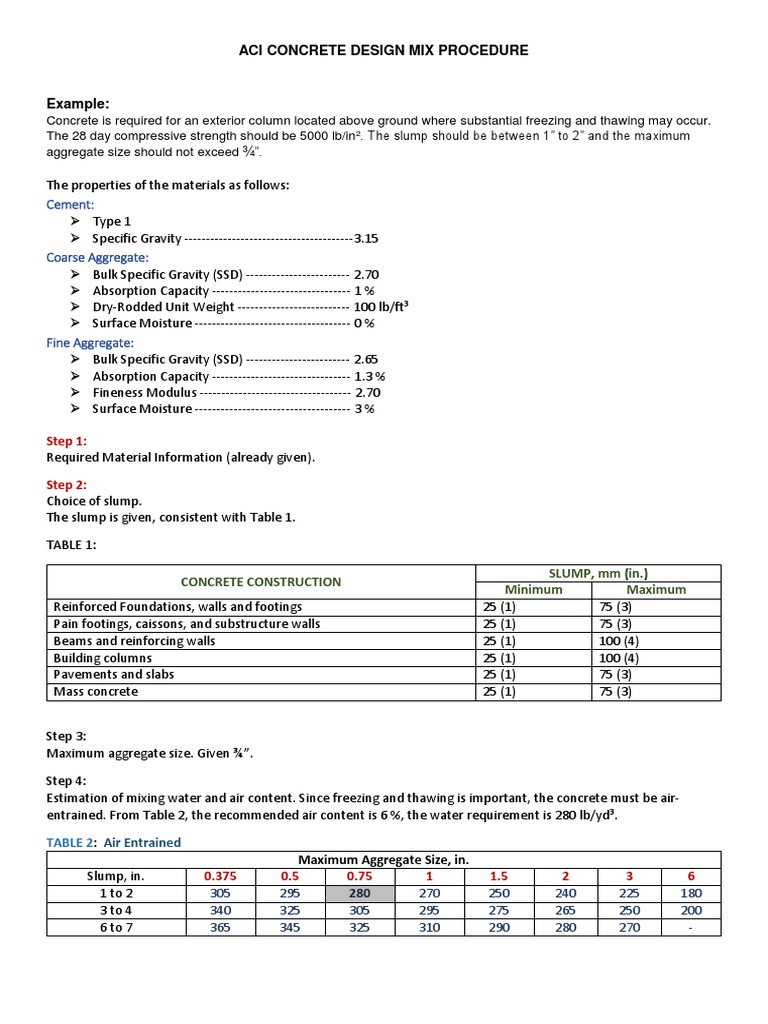 ACI Concrete Mix Design Guide | PDF | Building Technology | Concrete