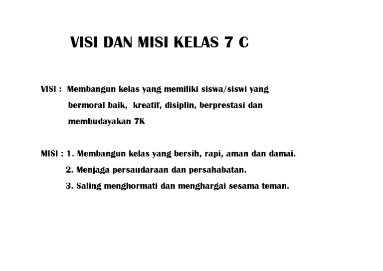 Visi Dan Misi Kelas 7 C | PDF
