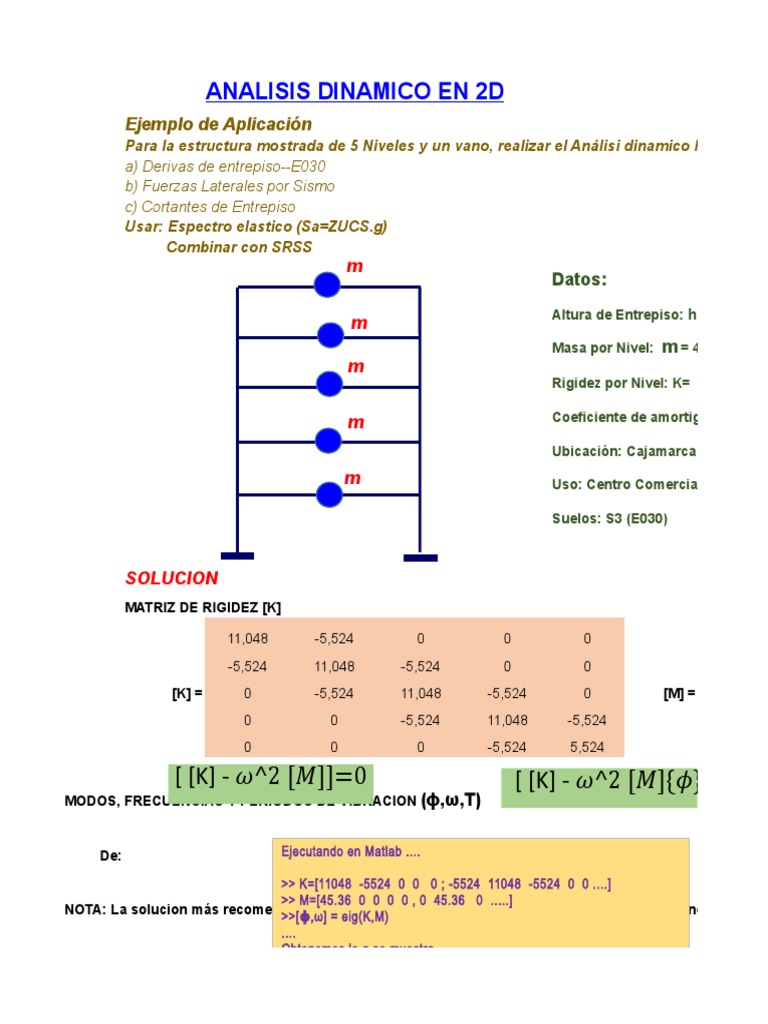 FORMULAS 3.2 Analisis Dinamico Portico 2D-5N | PDF | Conceptos ...